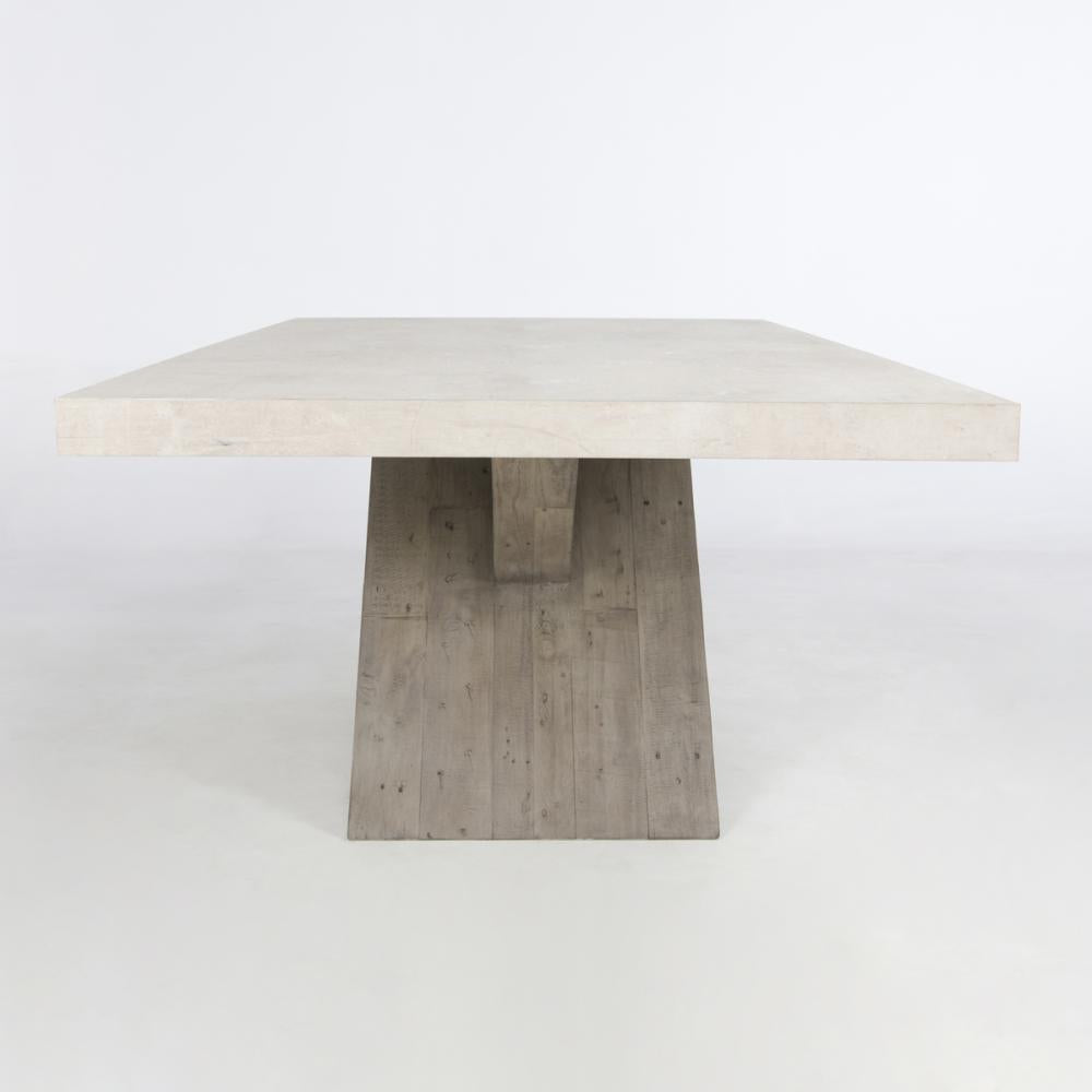Concrete Top & Reclaimed Pine Wood Cross Beam Rectangle Dining Table 8 – SLATE CUSTOM