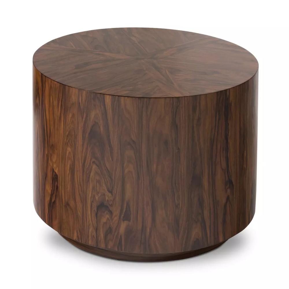 Brown Morado Veneer Round Drum Side Table 26 inch – SLATE CUSTOM