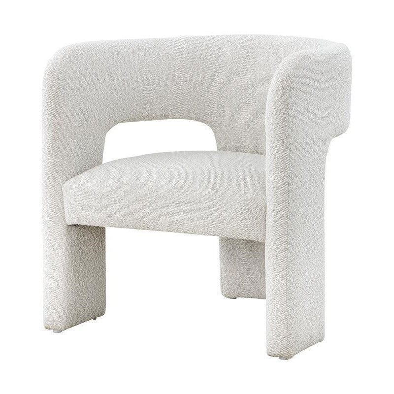 Contemporary Curved Back White Boucle Lounge Chair 3 Leg Tripod Armcha ...