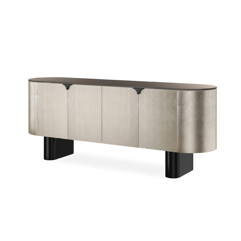 Contemporary Curved Credenza Buffet Sideboard Cabinet Media Console 82 ...