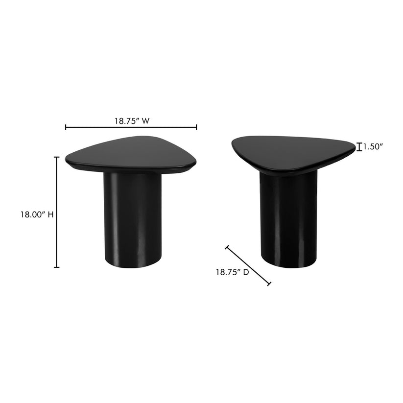 High Gloss Black Lacquer Rounded Triangular Pedestal Base Accent Table ...