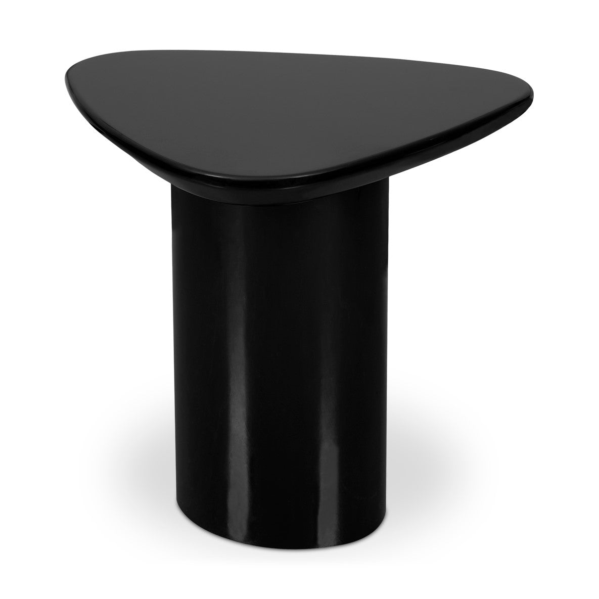 High Gloss Black Lacquer Rounded Triangular Pedestal Base Accent Table ...