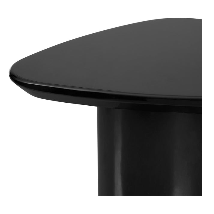 High Gloss Black Lacquer Rounded Triangular Pedestal Base Accent Table ...