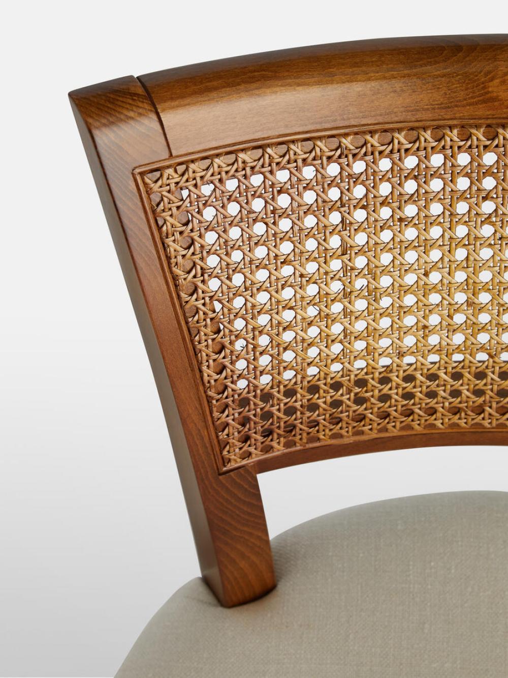 Italian Curved Cane Back Dining Chairs Beech Wood with Slubby Linen (S ...