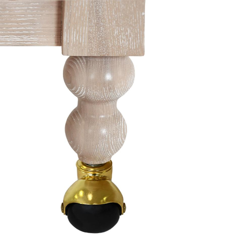 Light Cerused Oak Wood Spindle Bobbin Ball Rectangle Bar Cart Server ...