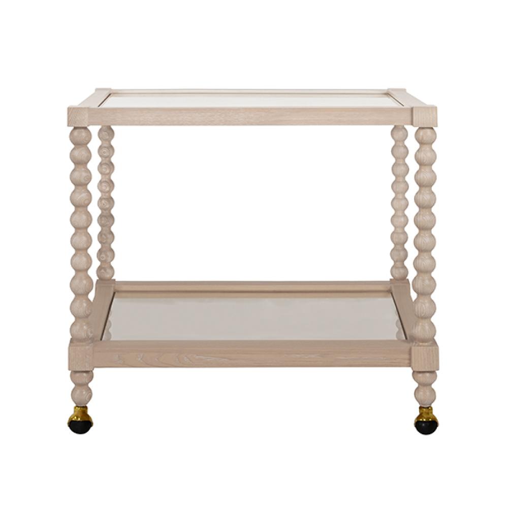 Light Cerused Oak Wood Spindle Bobbin Ball Rectangle Bar Cart Server ...
