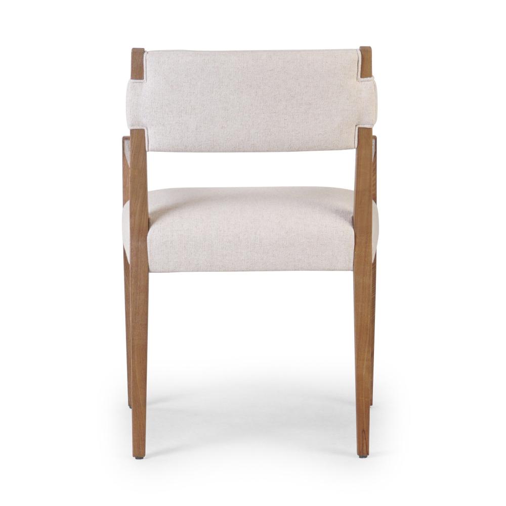 Light Finished Solid Ash Wood Armchair Dining Chair Neutral Linen Blen ...