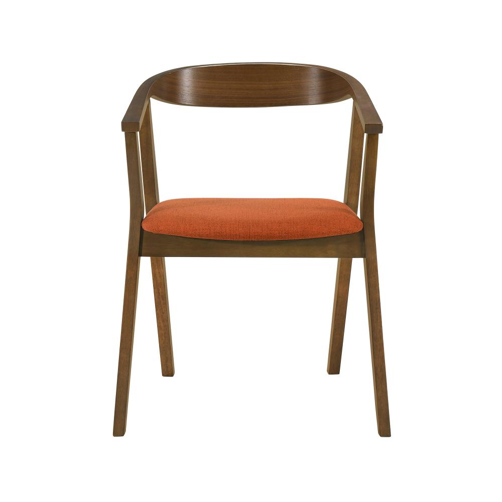 Mid-Century Modern Curved Back Wood Dining Chair Walnut Finish with Or ...