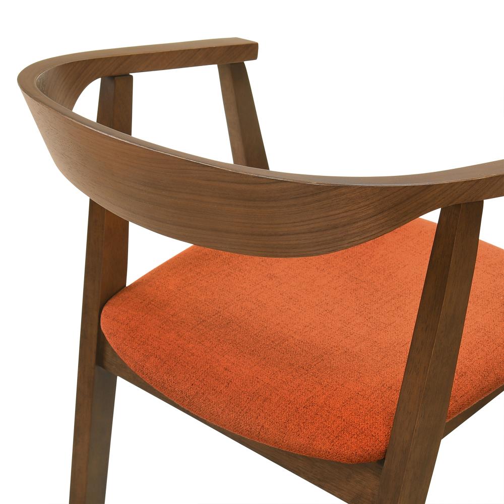 Mid-Century Modern Curved Back Wood Dining Chair Walnut Finish with Or ...