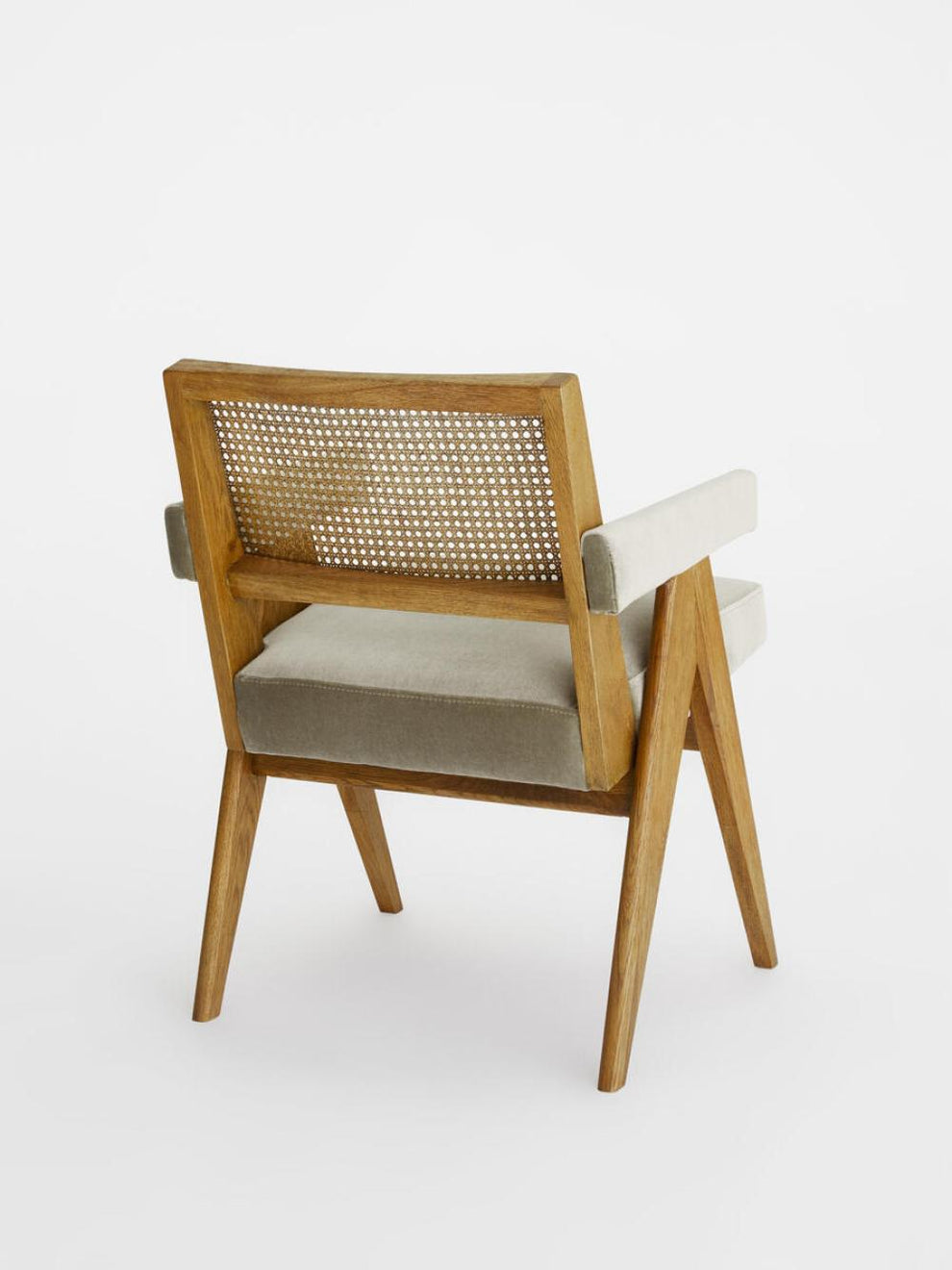 Mid-Century Style Cane Back Armchair Dining Chair Solid Oak Wood Fern ...