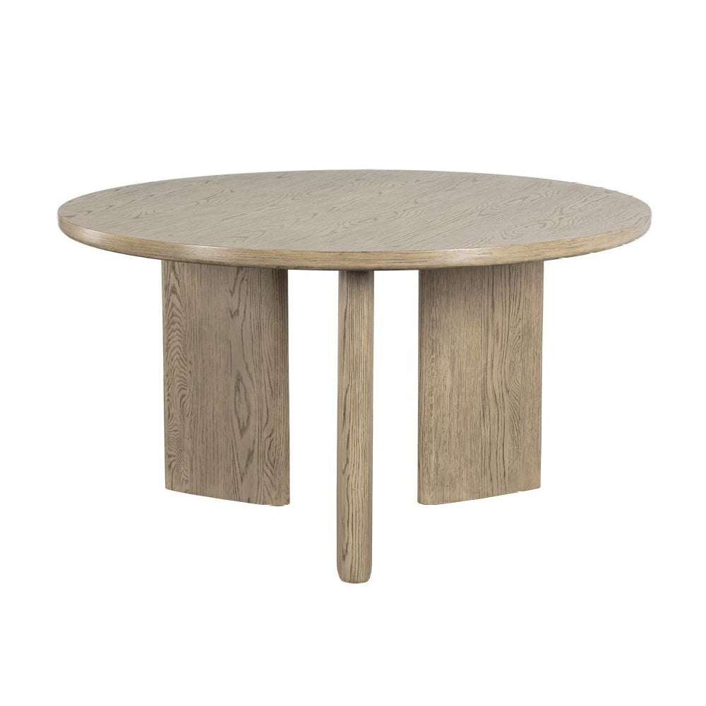 Modern Angular Legs Round Dining Table Weathered Oak Wood 55 inch ...