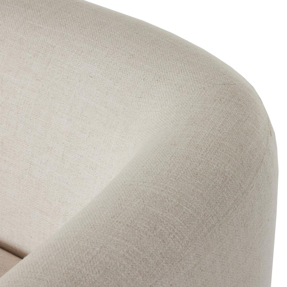 Modern Curved Cream Performance Fabric Fully Upholstered Tight Back So ...