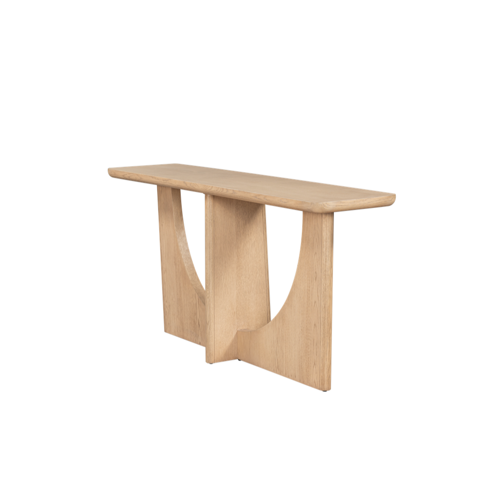 Modern Curved Cutout Console Table in Raw Oak Finish 72 inch – SLATE CUSTOM