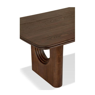 Modern Curved Layered Arched Legs Oak Wood Rectangle Dining Table with ...