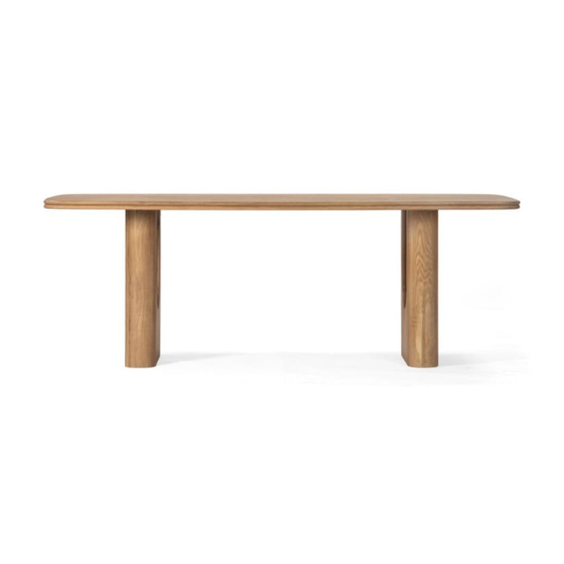 Modern Curved Layered Arched Legs Rectangle Dining Table Oak Wood with ...