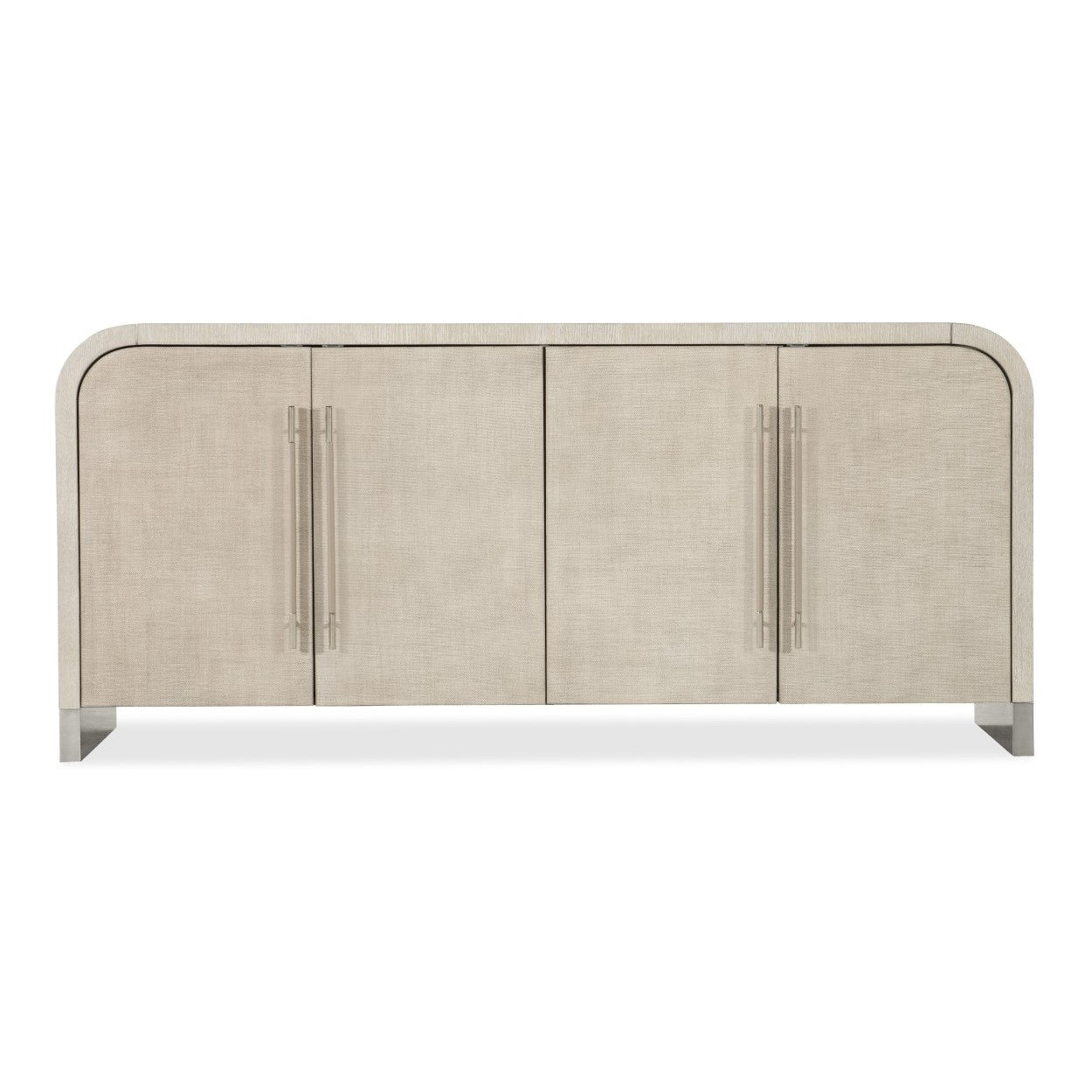 Modern Curved Raffia Wrapped Doors Buffet Sideboard in Alabaster Finis ...