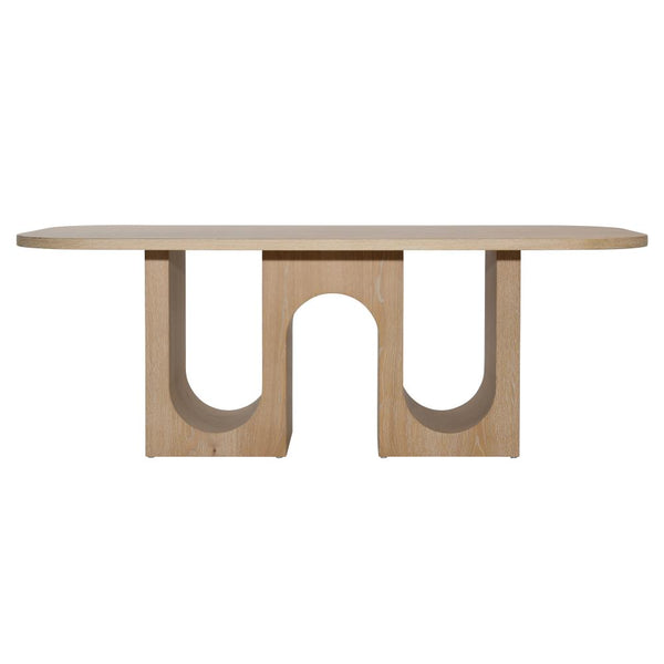 Modern Curves Oak Wood Rectangle Dining Table in Natural Wash Finish 8 ...