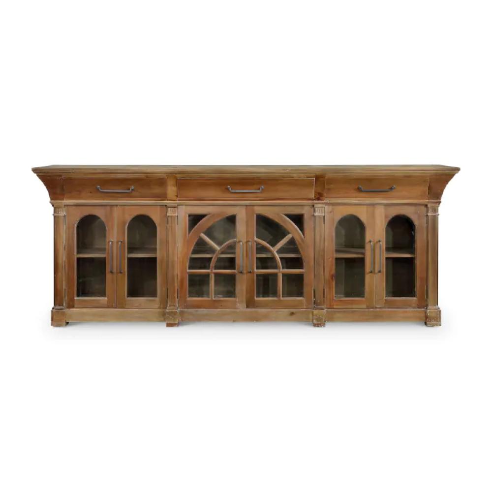 Modern Farmhouse Glass Front Solid Mahogany Wood Buffet Sideboard 110 ...