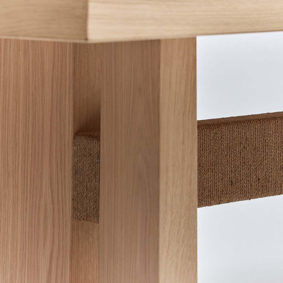 Modern Jute Wrapped Trestle Rectangle Dining Table Solid Oak Wood with ...