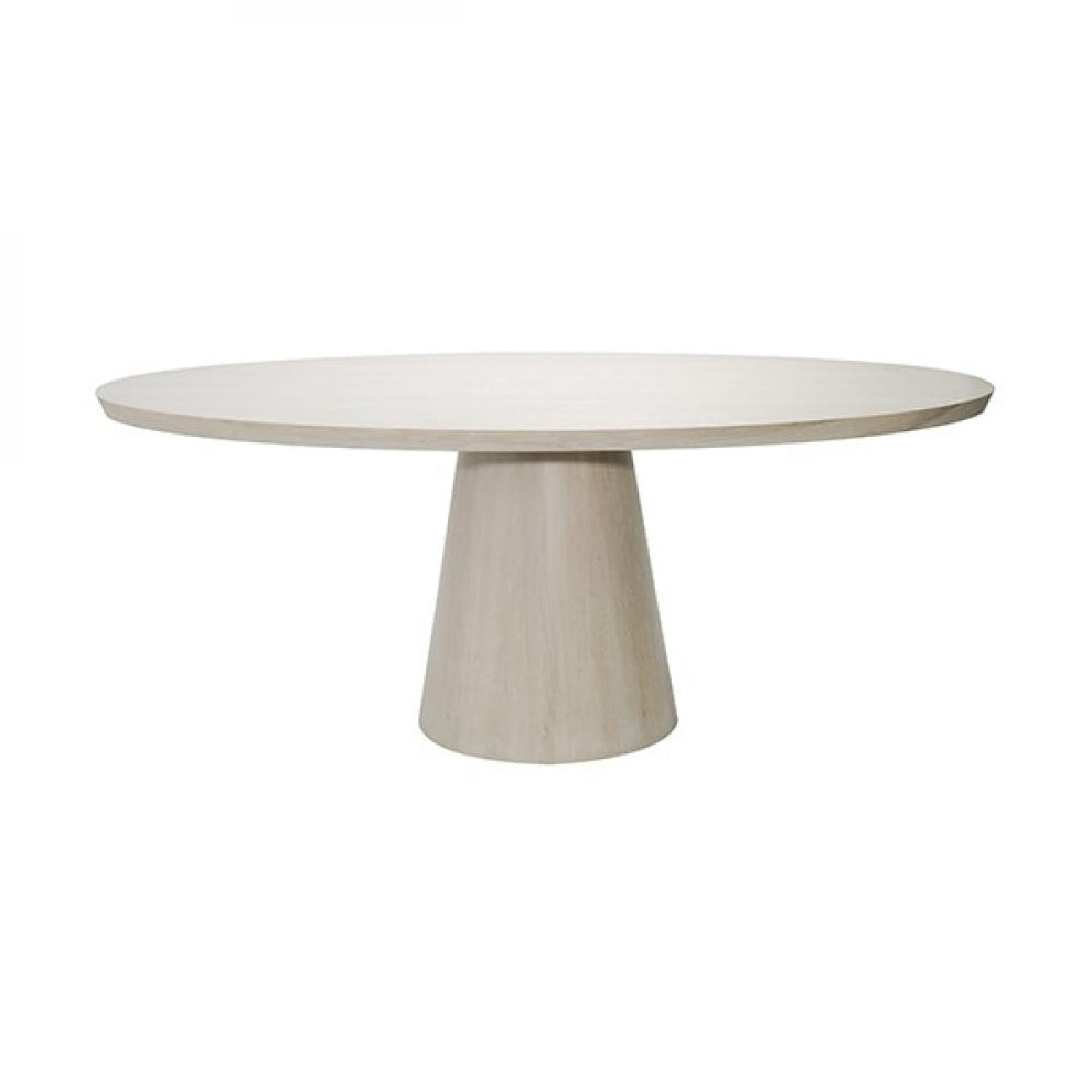 Modern Minimalist Oval Pedestal Dining Table Light Cerused Oak 86 inch ...