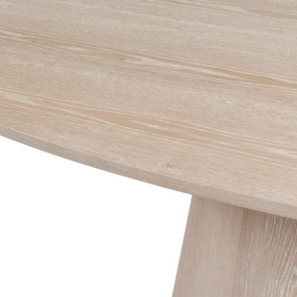 Modern Minimalist Oval Pedestal Dining Table Light Cerused Oak 86 inch ...