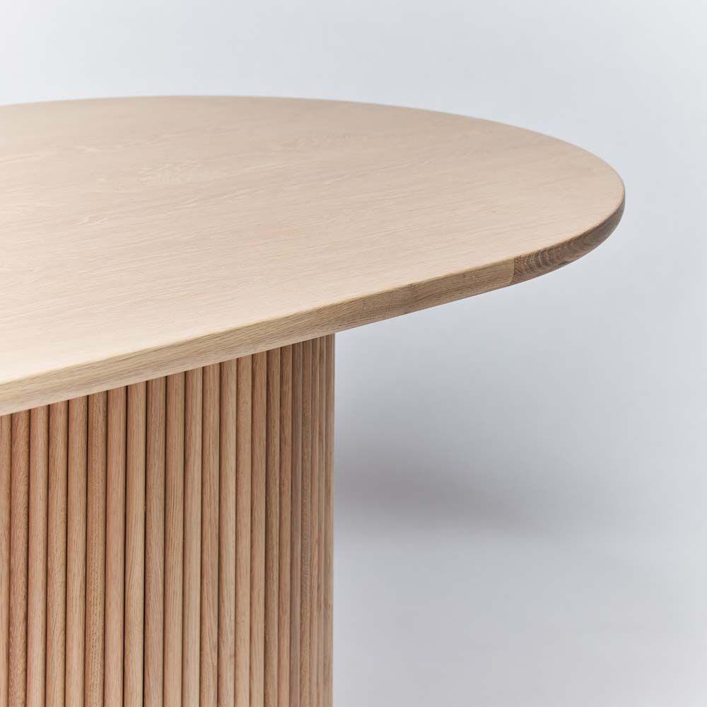 Modern Organic Oval Dining Table Solid Oak Reeded Double Fluted Pedest ...