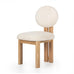 Modern Round Back Dining Chair FSC Solid Light Oak Pearl White Boucle ...