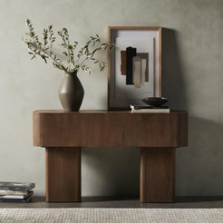 Modern Rustic Console Table Walnut Burl Wood with Warm Brown Ash Finis ...