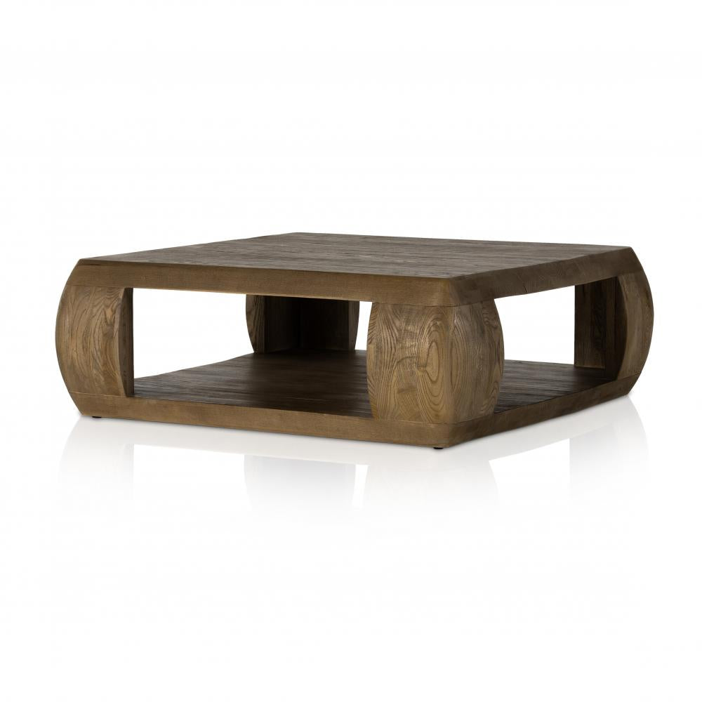 Modern Rustic Square Wood Coffee Table Dark Brown Finish 47 inch ...