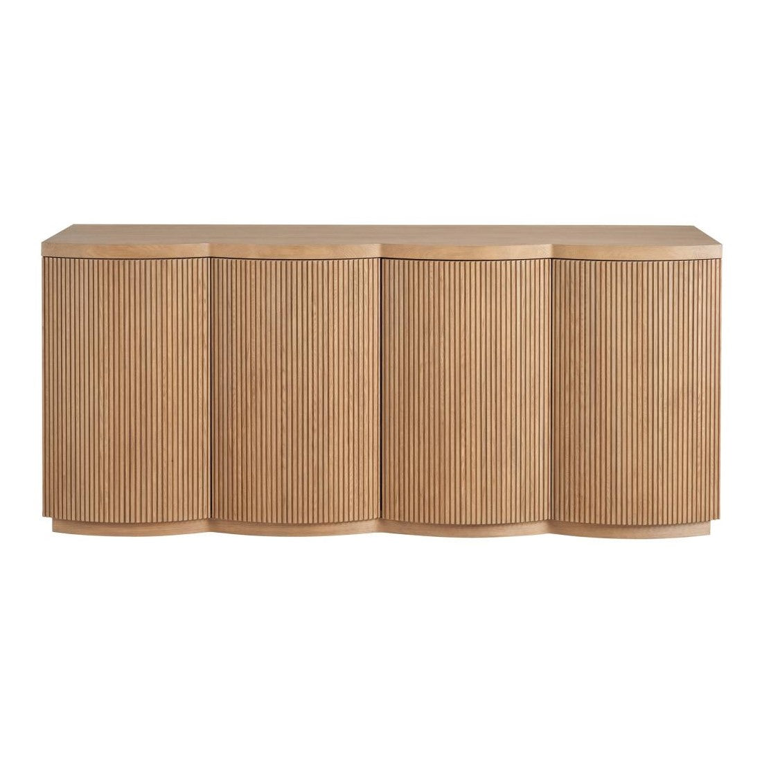 Modern Scalloped & Reeded Sideboard Tambour Door Wood Credenza 74 inch ...