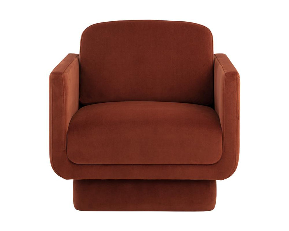 Modern U-Shaped Rust Velvet Pedestal Lounge Chair Armchair – SLATE CUSTOM