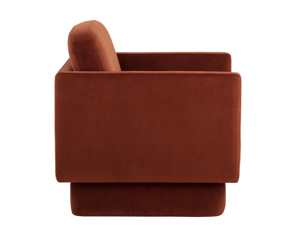 Modern U-Shaped Rust Velvet Pedestal Lounge Chair Armchair – SLATE CUSTOM