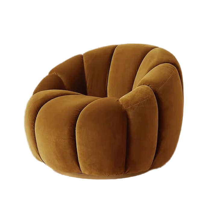 Mustard Yellow Velvet Channel Tufted Swivel Lounge Chair – SLATE CUSTOM