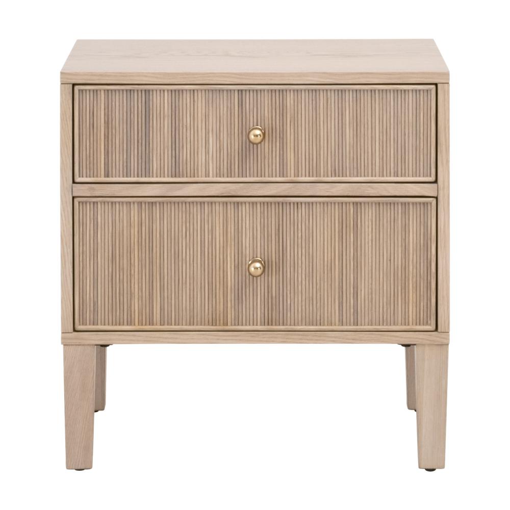 Natural Oak Wood Reeded 2 Drawer Nightstand 23 inch – SLATE CUSTOM
