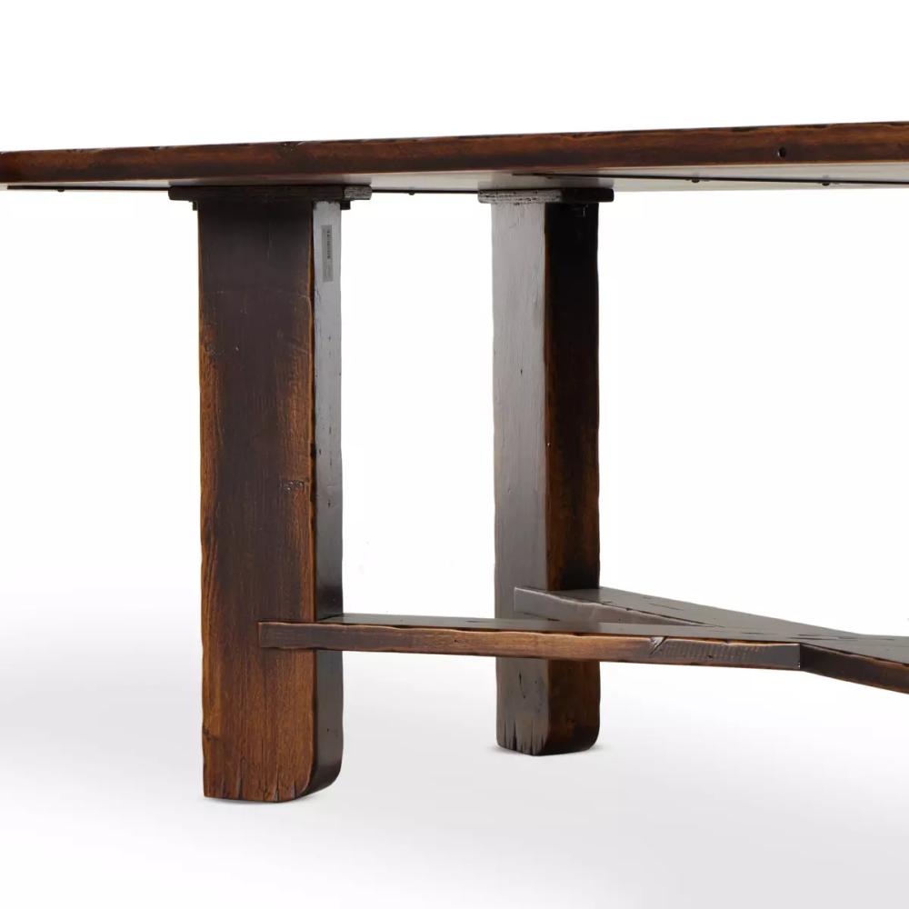 Modern Rustic Solid Birch Wood Oval Dining Table Dark Brown Distressed ...