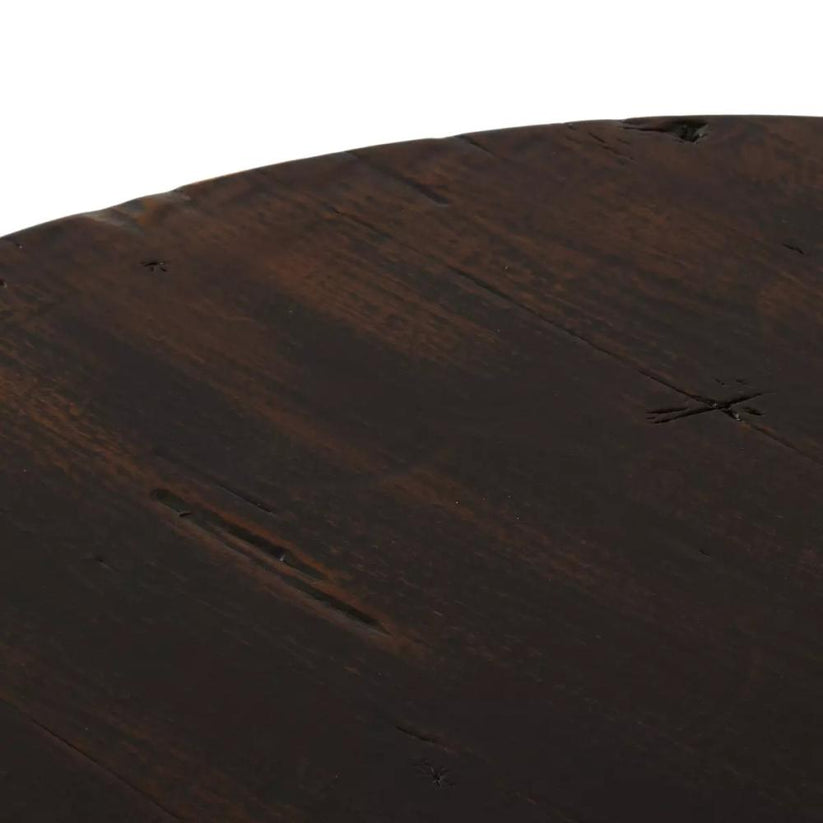 Modern Rustic Solid Birch Wood Oval Dining Table Dark Brown Distressed ...