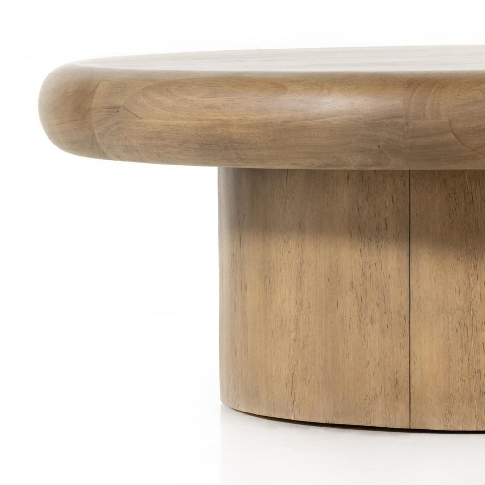 Pedestal Base Round Coffee Table Parawood Burnished Finish 42 inch ...