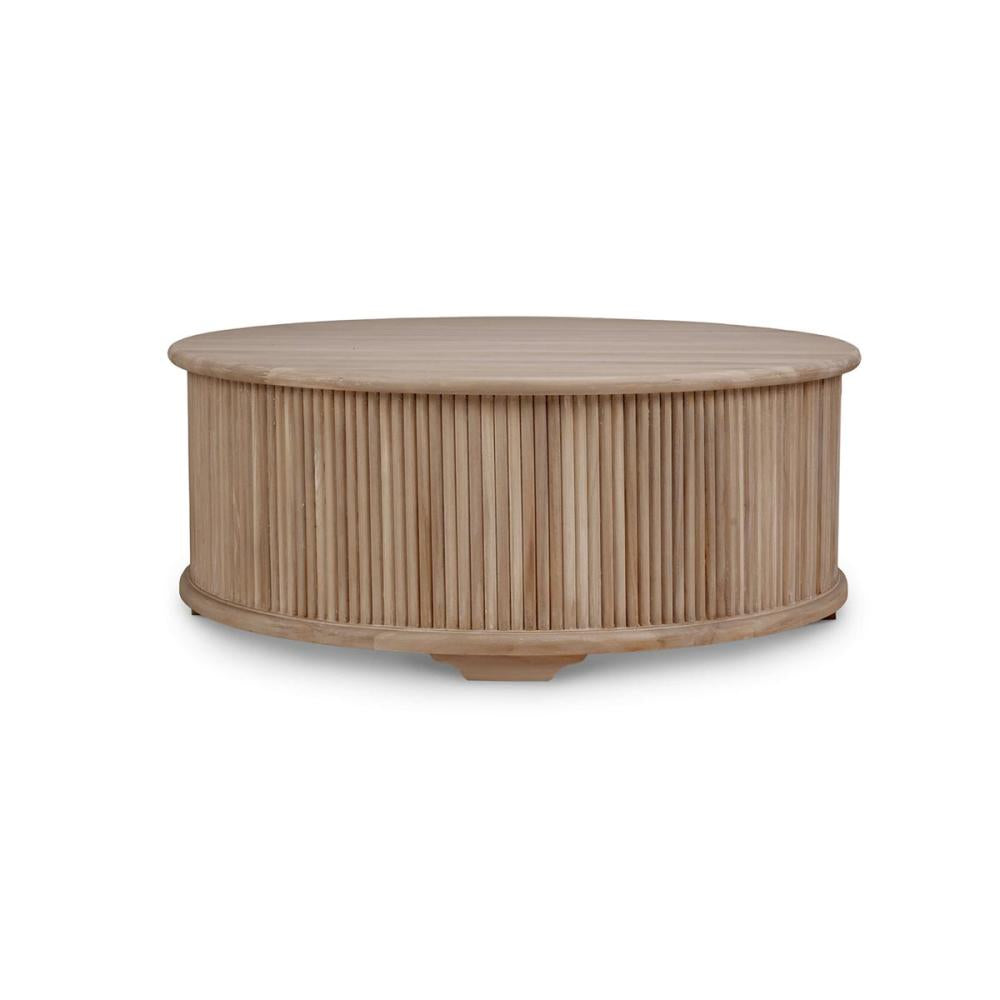 Reeded Round Coffee Table Solid Mahogany Wood Sandbar Finish 48 inch ...