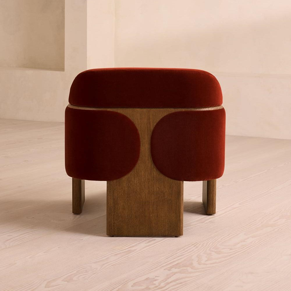 Rust Velvet Curved Back Three Leg Oak Wood Accent Lounge Chair – SLATE ...