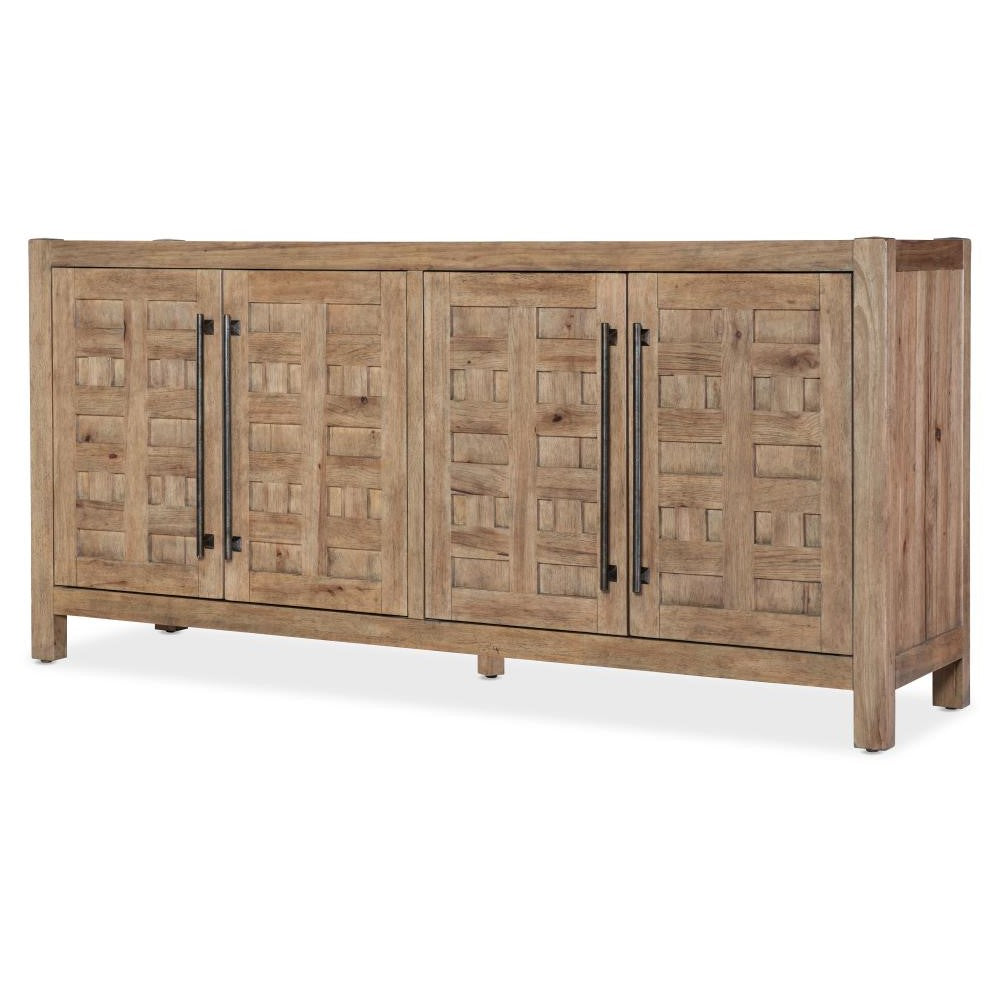 Rustic Light Brown Carved Wood Door Sideboard Buffet Honed Gray Traver ...