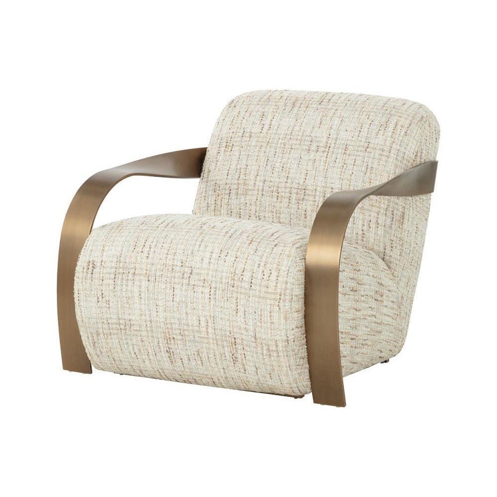 Sculptural Antique Brass Metal & Cobblestone Lounge Chair Armchair ...
