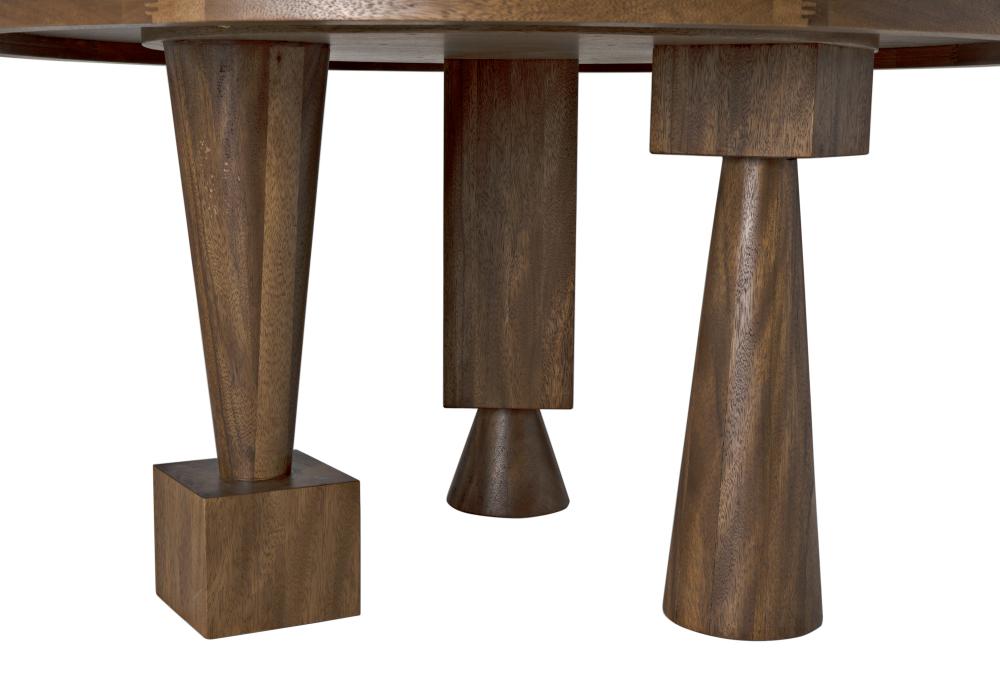 Sculptural Geometric Round Dining Table Dark Walnut Wood 60 inch ...
