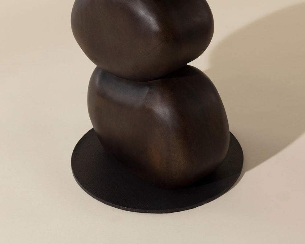 Sculptural Stacked Pebbles Brown Mango Wood Round Accent Side Table 19 ...