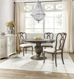 Traditional Brown Round Dining Table Twist Pedestal Extendable 54 inch ...