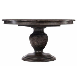 Traditional Brown Round Dining Table Twist Pedestal Extendable 54 inch ...