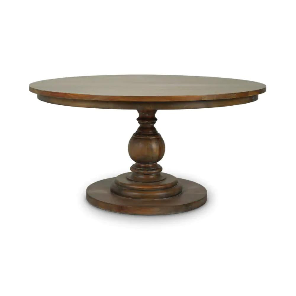 Traditional Round Dining Pedestal Table Solid Mahogany Wood in Brown S ...