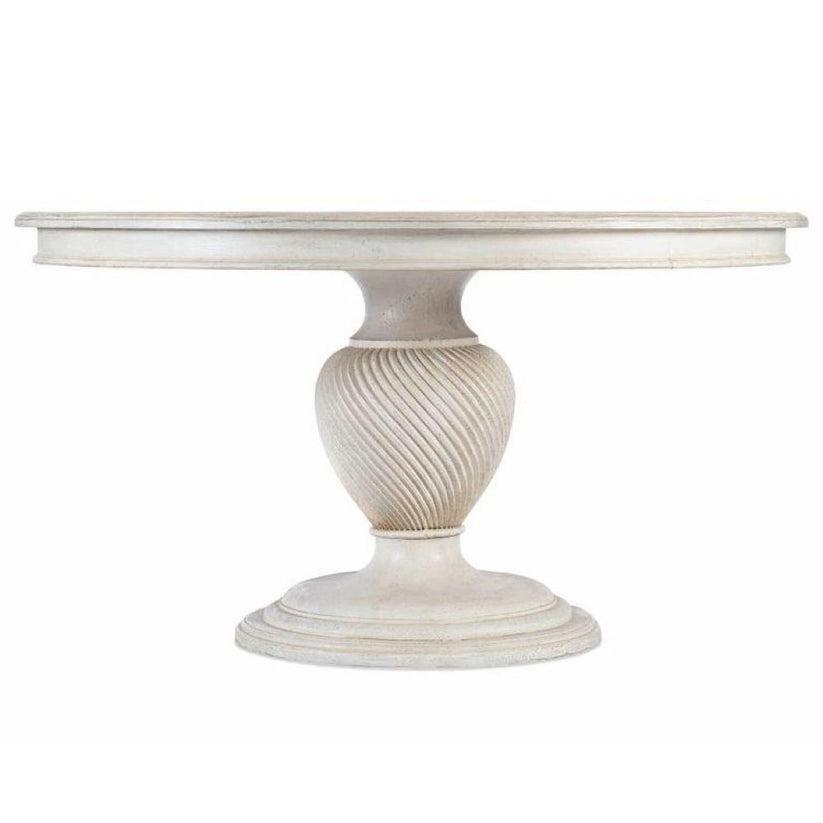 Traditional White Round Dining Table Twist Pedestal Extendable 54 inch ...