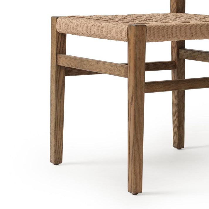 Woven Cord Rush Back Armless Dining Chair Solid Oak Wood – SLATE CUSTOM