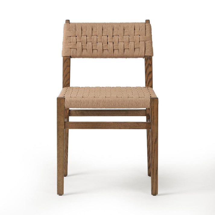 Woven Cord Rush Back Armless Dining Chair Solid Oak Wood – SLATE CUSTOM